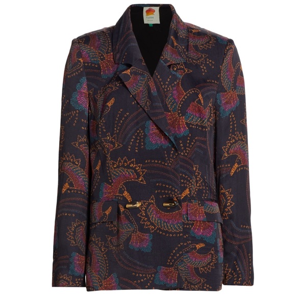 FARM Rio | Jackets & Coats | Farm Rio Double Breasted Satin Blazer ...